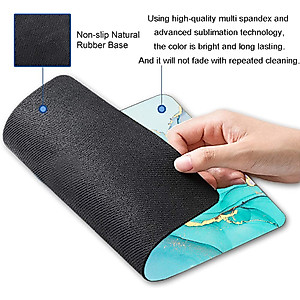 Armanza Mouse Pad, Cyan Blue Marble Mouse Pad, Washable Square Cloth Mousepad for Office Laptop, Non-Slip Rubber Base Mouse Pads for Wireless Mouse, Computer Mouse Pads for Desk