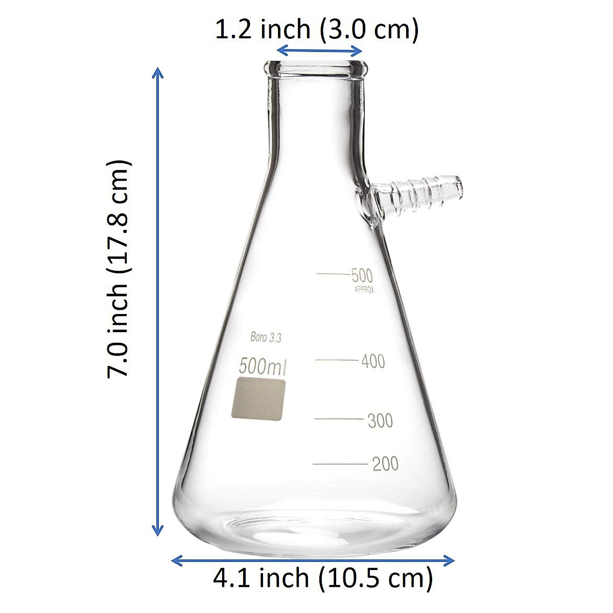 Glass Filtering Flask with Upper Tubulation, 500ml (Pack of 4)