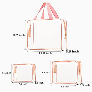 6pcs Clear Cosmetic Bags, TSA Approved Toiletry Bag Set Crystal Clear Travel Bag Organization PVC, Clear Makeup Bags Luggage Pouch Carry on Airport Airline Compliant Bag with Zipper Handle Women Men