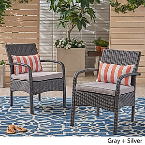 Christopher Knight Home 305810 Otto Outdoor Wicker Club Chair, Gray and Silver(Set of 2)