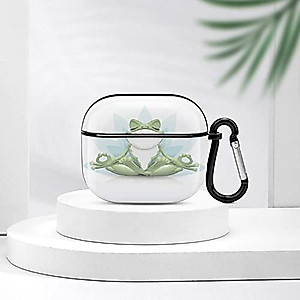 YouTary Compatible with Airpods 3 Case Cover 2021 with Keychain Yoga Frog Funny Pattern, Apple AirPod Headphone Cover Unisex Shockproof Protective Wireless Charging