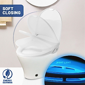 Ivyel J-2 Smart Electric Bidet for Toilet Seat, Fits Elongated toilet,Warm water,Heated bidet toilet seat,Heated Dryer,Child Function,Stainless Steel Self-Cleaning Nozzle,LED Night Light