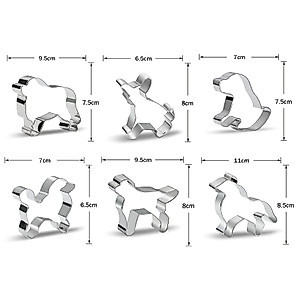 Dog Cookie Cutter for Treats Shapes Baking Set of 6 - Stainless Steel Border Collie, Chihuahua, Labrador, Rochin, Rottweiler, Pleasant Shepherd Shaped Puppy Cartoon Pet Dog Cookie Cutters Molds Stamps