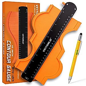 VEITORLD Contour Gauge Profile Tool, Shape Duplicator with Lock, Gifts for Men Dad Husband Him Grandpa Valentines Day Birthday, Stocking Stuffers for Men, Flooring Tools for Woodworking, Construction