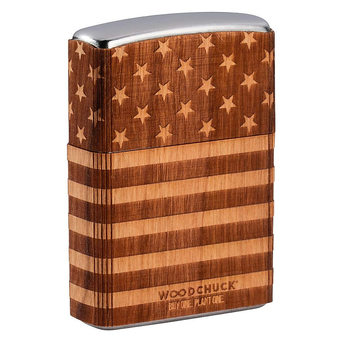 Zippo Woodchuck USA American Flag Wrap Pocket Lighter, Brown, One Size