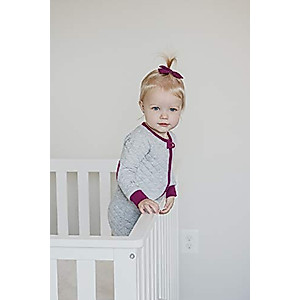 baby deedee Sleepsie Cotton Quilted Footie Pajama, Heather Gray/Mauve, 12-18 Months, (527)