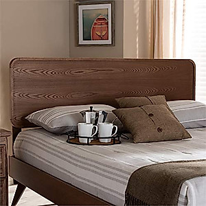 BOWERY HILL Mid-Century Wood King Headboard in Walnut Brown