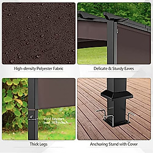 ZZBJ Patiojoy 10 X 10ft Patio Pergola Gazebo Sun Shade Shelter W/Retractable Canopy