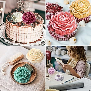 2pcs Different Sizes of Peony Flower Silicone Soap Molds 3D Large Peony Silicone Candle Mold DIY Handmade Creative Flower Aromatherapy Plaster Resin Soap Making Supplies Kit Home Decoration Handmade