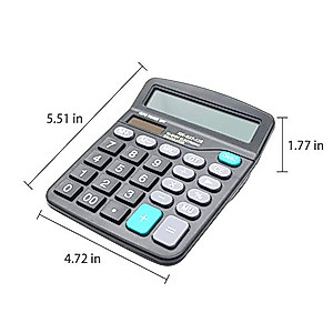 Desk Calculator, 12-Digit Solar Battery Office Calculator with Large LCD Display Big Sensitive Button, Dual Power Desktop Calculators