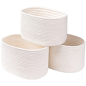 CubesLand Cube Shelf Closet Storage Baskets Bins Set 3,Woven Basket for Organizing/Storage,Long-lasting &Skin-friendly Toy Storage Basket Bin,Stylish Room Decor Basket,Off White Cotton Rope Basket