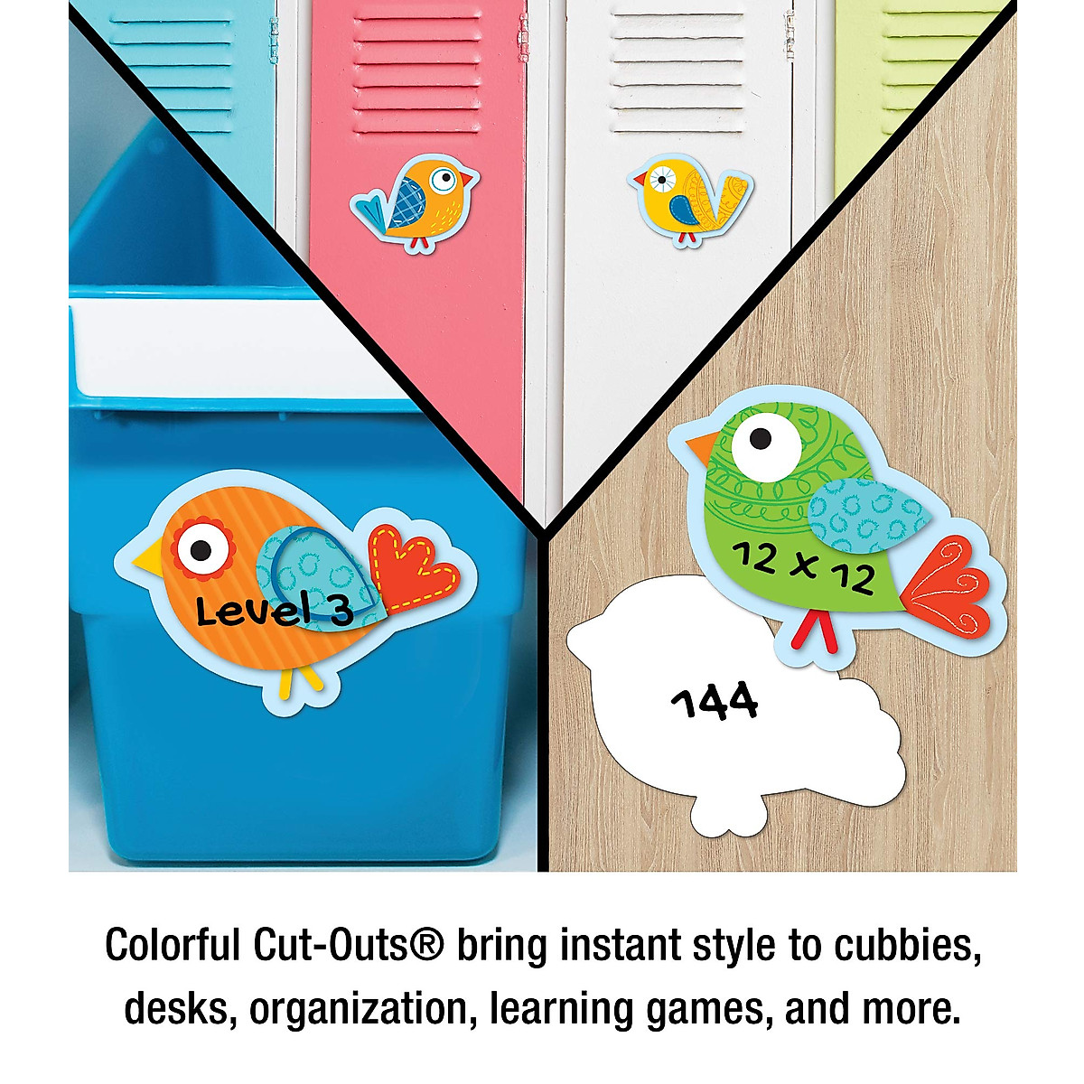 Carson Dellosa – Boho Birds Colorful Cut-Outs, Classroom Décor, 36 Pieces