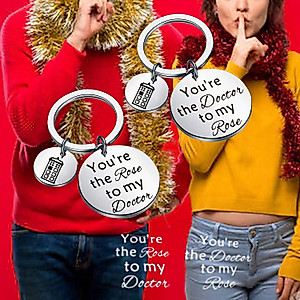 BAUNA Movie Inspired Keychain with Police Box Charm You're the Doctor to my Rose Couple Gift Keychain Set for 2