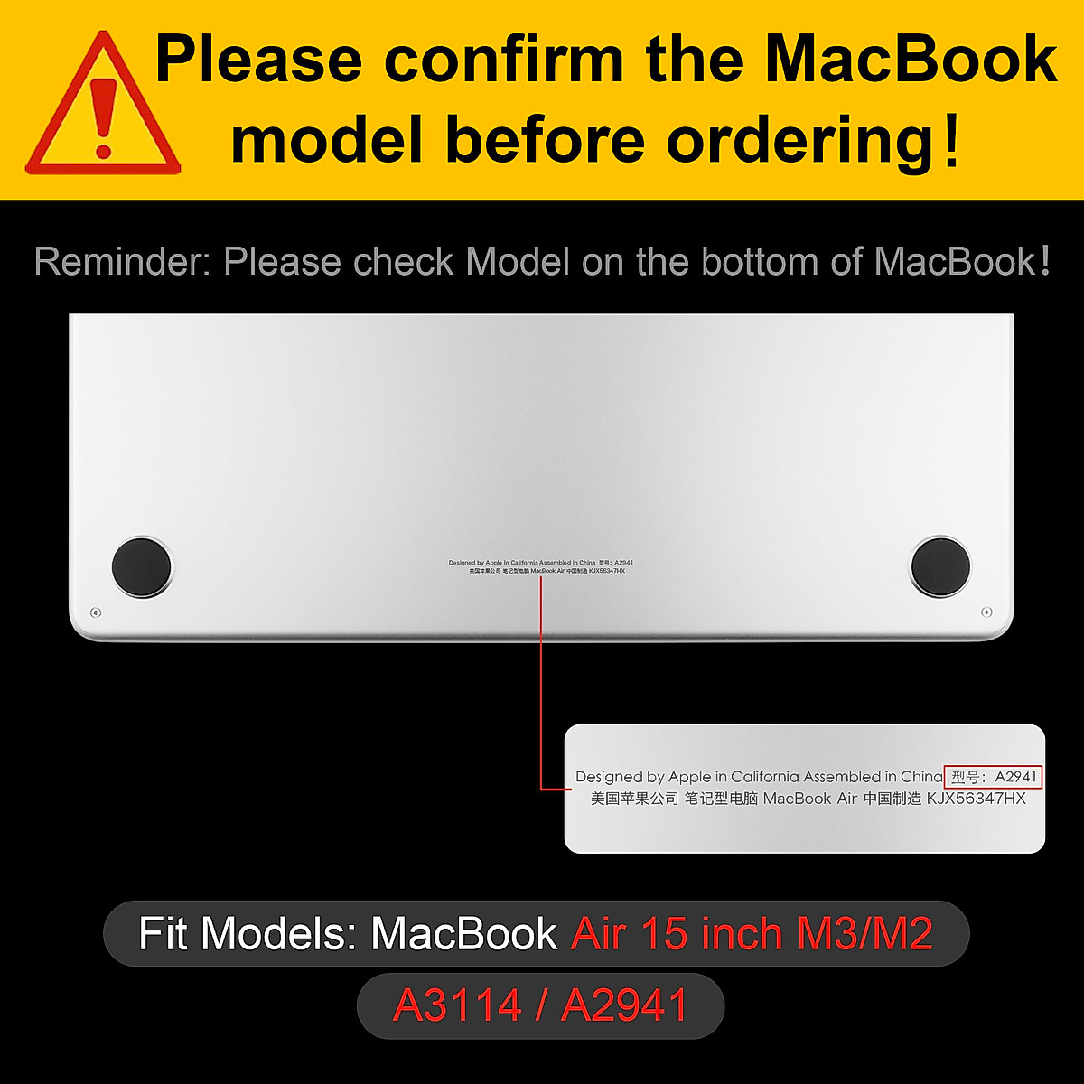 Yebiseven Case for MacBook Air 15 inch M3/M2 2024 2023 Released Model A3114/A2941, Plastic Hard Shell Laptop Case with Keyboard Cover & Trackpad Film & 2 OTG Adapters, Art Whale