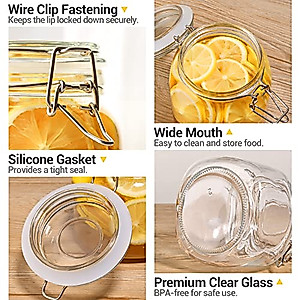 ComSaf 78oz/25oz Airtight Glass Canisters with Lids Set of 9, Square Food Storage Jar Container with Clamp Lids for Kitchen Canning Cereal Coffee Pasta Sugar Beans Spice, Clear Mason Jars