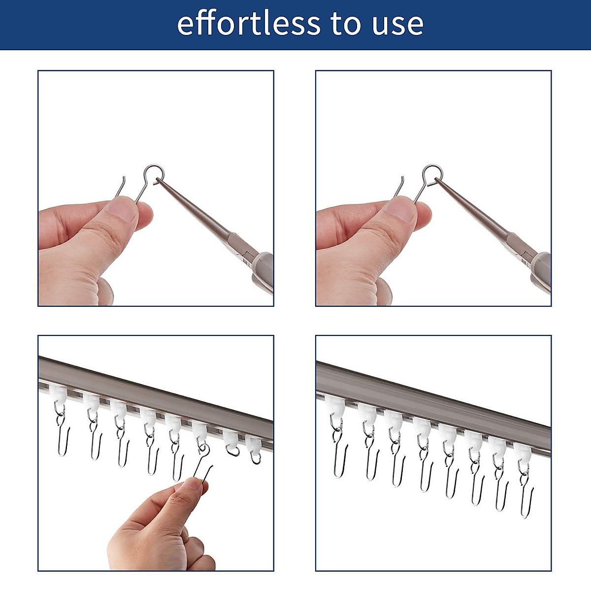 120 Pieces Curtain Track Hooks Metal Curtain Hooks Drapes Curtain Wire Hooks Stainless Steel Small S Hooks for Ceiling Track