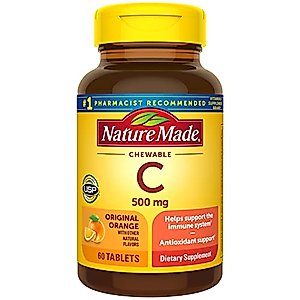 Nature Made Chewable Vitamin C 500 mg, Dietary Supplement for Immune Support, 60 Tablets, 60 Day Supply