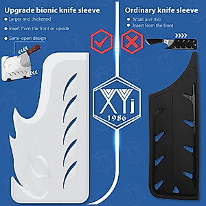 Authentic XYJ Since 1986,2-pieces Plastic Knife Sleeves With Sheath Storage Holders,Universal Blade Cover,Kitchen Chef Knife Case,Edge Guards Protector,Non-BPA,Durable,White,Black (9 x 4.5 inch)