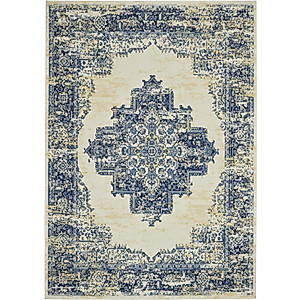 Nourison Grafix Traditional White 8'6" x 12' Area -Rug, Easy -Cleaning, Non Shedding, Bed Room, Living Room, Dining Room, Kitchen (9x12)