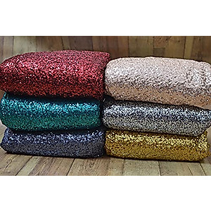 Sequins and Metallic in Mesh Fabric by Yard,Embroidery Lace Heavy Beads,Sequin Embroidery Lace Fabric, Metallic Fabric,Smoke Gray Sequin (Gold, 10 Yards)