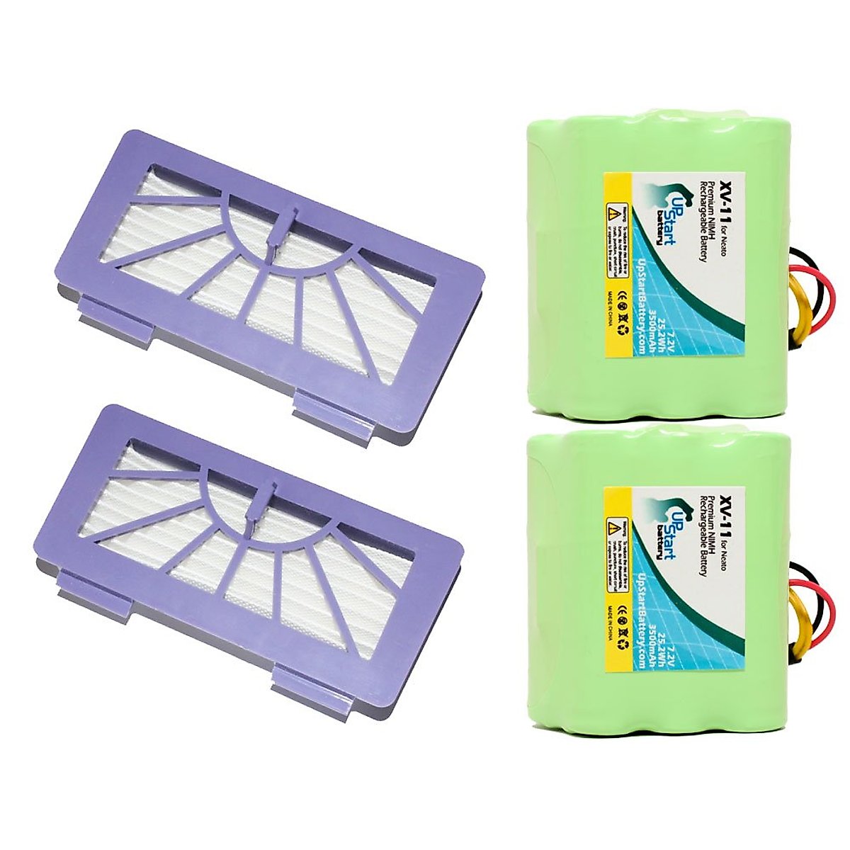 2 Pack - Replacement for Neato XV-21 Battery and Filter - Kit includes 2 Battery and 2 Filter (3500mAh 7.2V NI-MH)