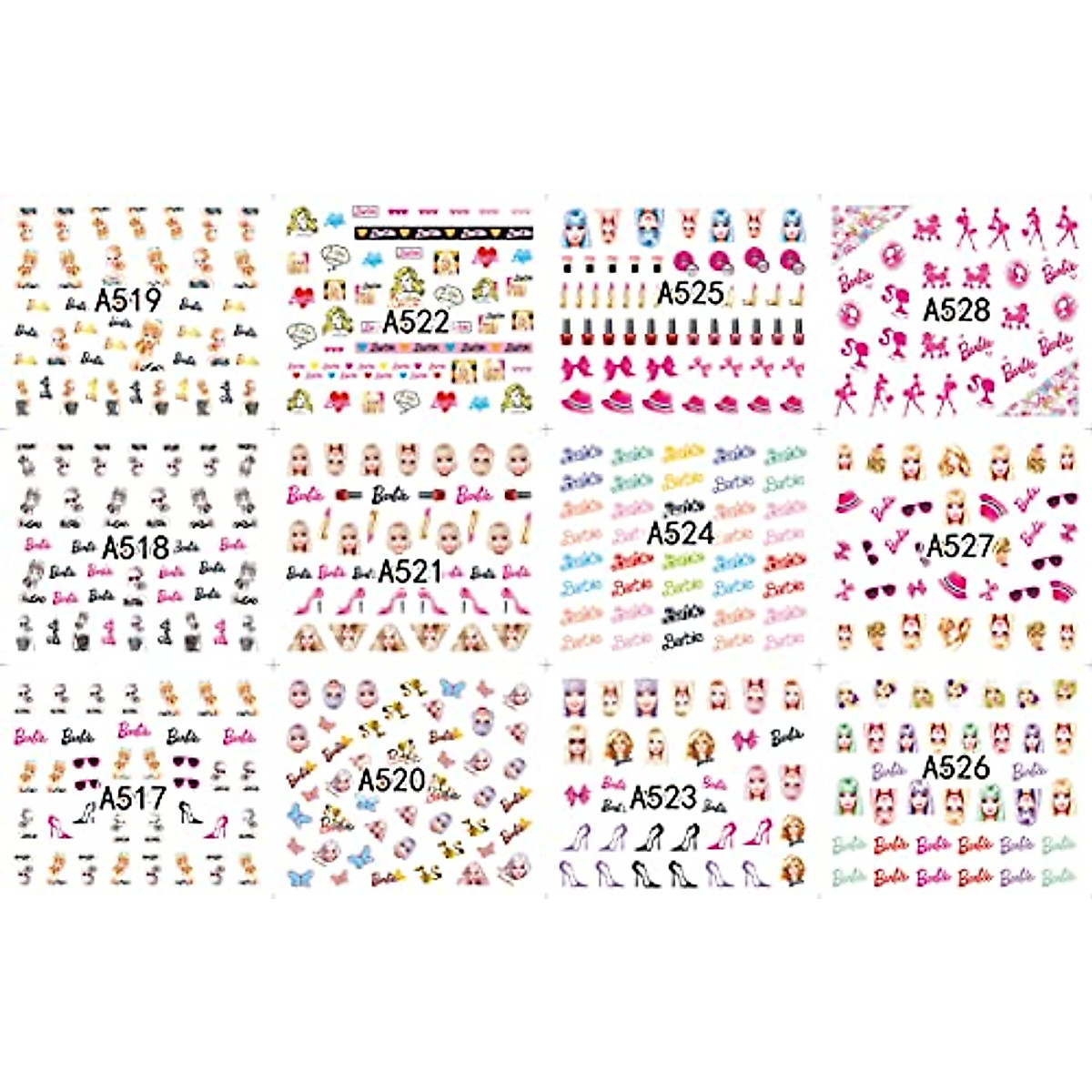 ZEJIANG 4 Sheets Cartoon Water Slide Nail Art Decals Water Transfer Nail Decals Sticker for Pretty Girl (B)