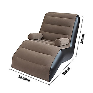 PLKO Inflatable Chaise with Household air Pump，Lounger Sofa for Indoor Living Room Bedroom, Outdoor Travel Camping Picnic,Brown