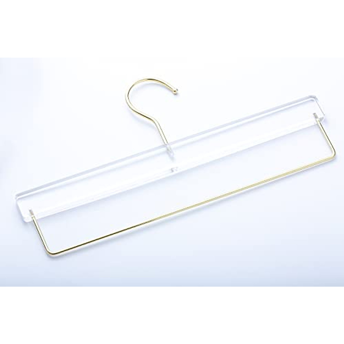 HomeCube USA Elegant Acrylic Clear Hangers with Gold Hook, Heavy Duty Clothes Hanger for Adult (5, Pant Hanger)