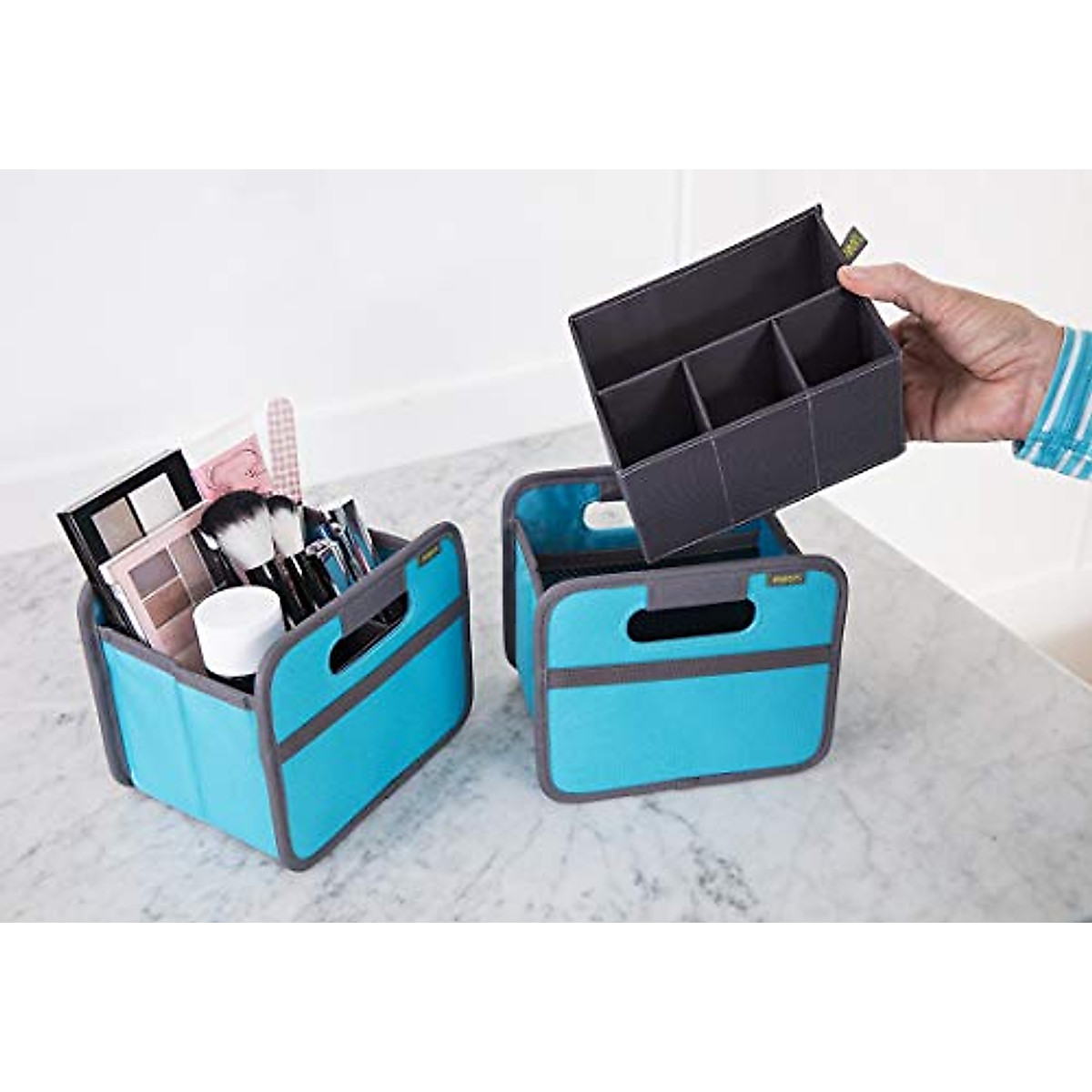 meori Mini Storage Box + Divider Insert Accessory, Collapsible Organizer Bin, Fabric Storage Cube, Reusable Gift Box
