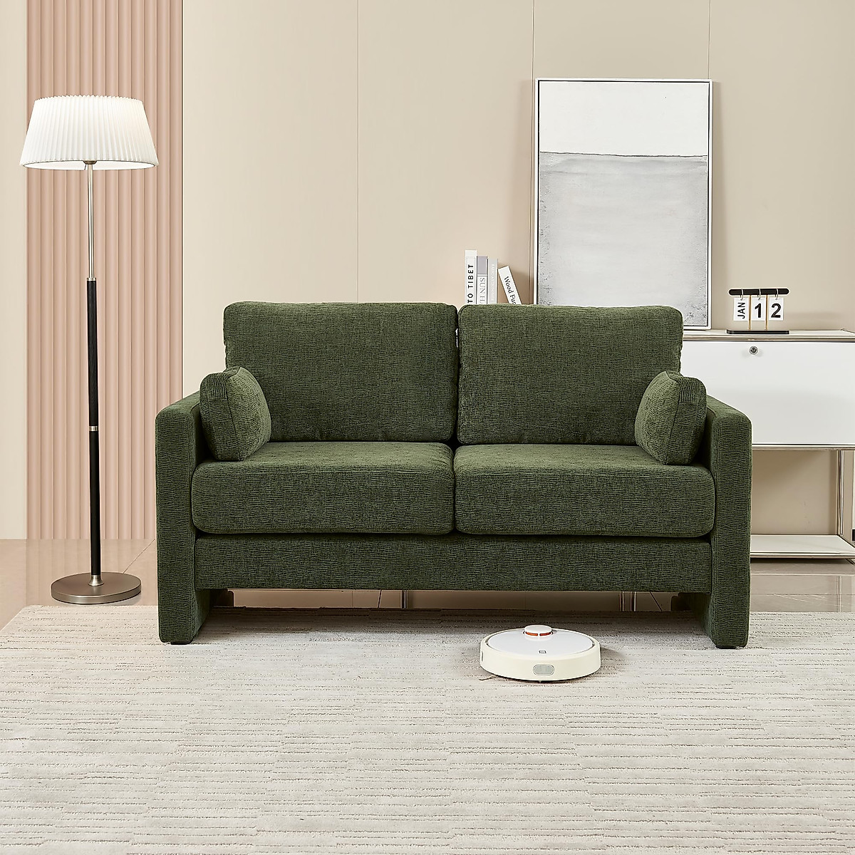 Tosaronia 58.66" x 30.70"Loveseat Sofa Couch Small Modern Comfy Couch with Chenille Fabric, Upholstered 2-Seater Sofa for Office, Small Spaces, Bedroom, Living Room, Apartment(Green)