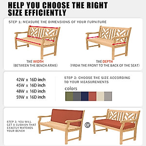 Favoyard Outdoor Bench Cushion 48 x 16 Inch Waterproof Patio Furniture Cushions Seat Cushion/Back Cushion Dual Purpose 3-Year Color Fastness Garden Sofa Settee Couch Swing Lumbar Pads, Spice