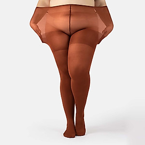 CALZITALY Plus Sizes Anti-Chafing Opaque Tights | 60 DEN | L - 4XL | Black | Italian Hosiery (3XL, Orange)