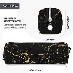 Black Gold Marble Pencil Case Boys Girls Portable Pen Bag Small Simple Pencil Pouch Holder with Zipper Work Home Travel