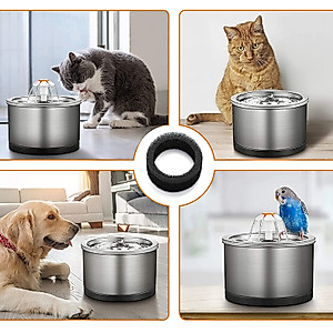 12 Pieces Pet Fountain Foam Filters Round Sponge Black Filter Foam Pet Cat Fountain Replacement Filter for 2.5 L/ 84 oz Stainless Steel Cat Fountain Pet Drinking Water