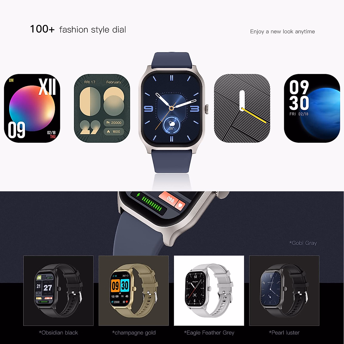 Loluka Smart Watch for Men 2.01" HD Screen Smartwatch Make Phone Calls Message Reminder 100+ Sport Modes Heart Rate Fitness Watch iOS Android Step Calorie Counter Custom Dial