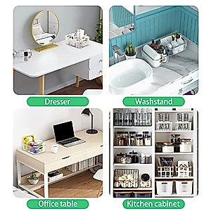 FATMOON Set of 3 Clear Pantry Organizer Bins, Stackable Plastic Food Storage Basket with Handle for Organizers Kitchen Refrigerator Fridge Bathrooms Countertops