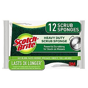 Scotch-Brite Heavy Duty Scrub Sponges, For Washing Dishes and Cleaning Kitchen, 12 Scrub Sponges