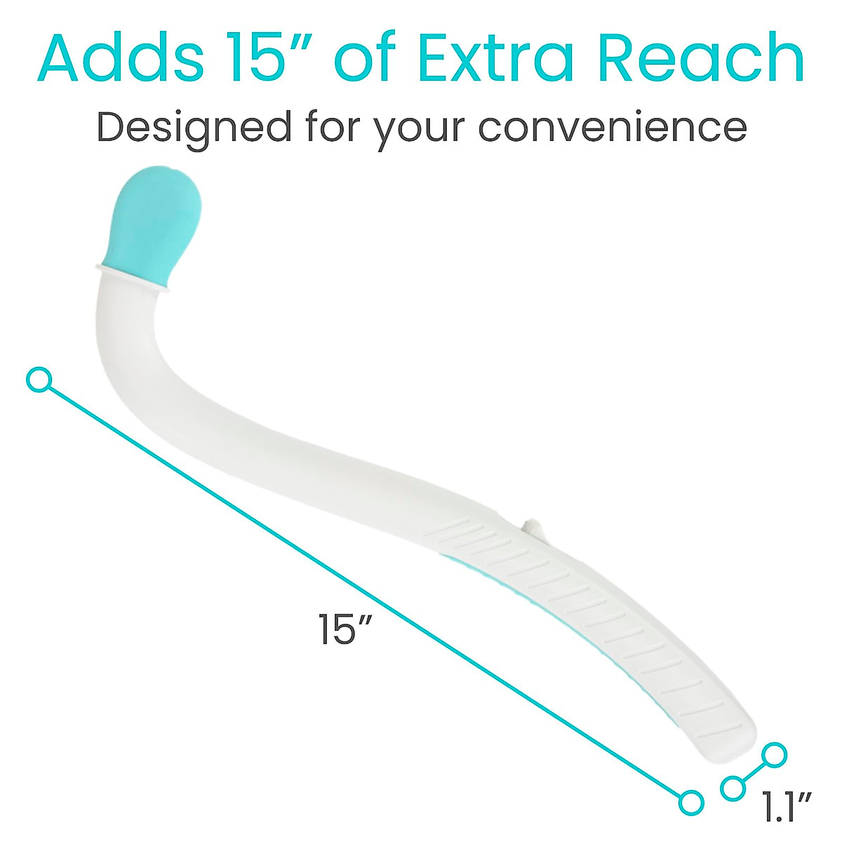 Vive Toilet Aids for Wiping Bottom - Bum Wipe Wand Assist Tool for Toileting - 15" Long Reach Comfort Wiper for Obese, Bathroom Extender - Handicap Assistance for Personal Hygiene for Adults, Seniors