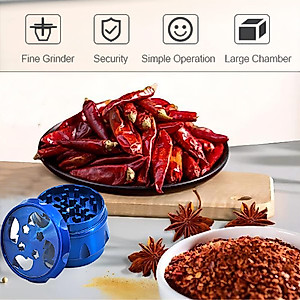 Generic 2.5 Inch Four Layers Manual Grinder - Spice and Seed Grinder - Kitchen Gadget - Transparent Cover - Easy to Clean - Suitable for Coffee Beans, Spices, Tobacco (1 Pack) (Blue)