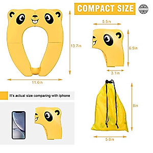 Travel Potties,Toddler Potty Seat Cover Travel Portable Potty Seat for Kids Non-Slip Foldable Toilet Seat Pad with Carry Bag & Splash Guard Yellow