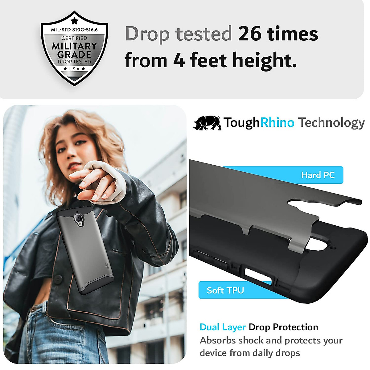 TUDIA OnePlus 3T / OnePlus 3 Case, Slim-Fit Heavy Duty [Merge] Extreme Protection/Rugged but Slim Dual Layer Case for OnePlus 3T, OnePlus 3 (Metallic Slate)