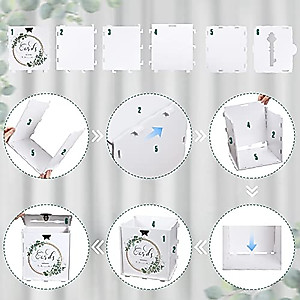 Wedding Card Box Elegant White Wooden Wedding Card Box with Lock for Wedding Reception Anniversary Graduation Birthday Parties Baby Shower Large Card Holder, 9.9 x 9.8 x 8.5 Inches