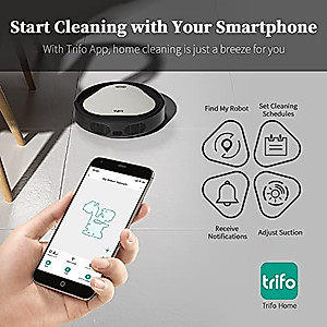 Trifo Robot Vacuum Cleaner, Emma Pet Model, 4000Pa Suction Power, 110min Runtime, Hair-Free Extractor Brush, Self-Charging & 2.4GHz WiFi, Edge Cleaning, Anti-Fall Sensors, Ideal for Pets