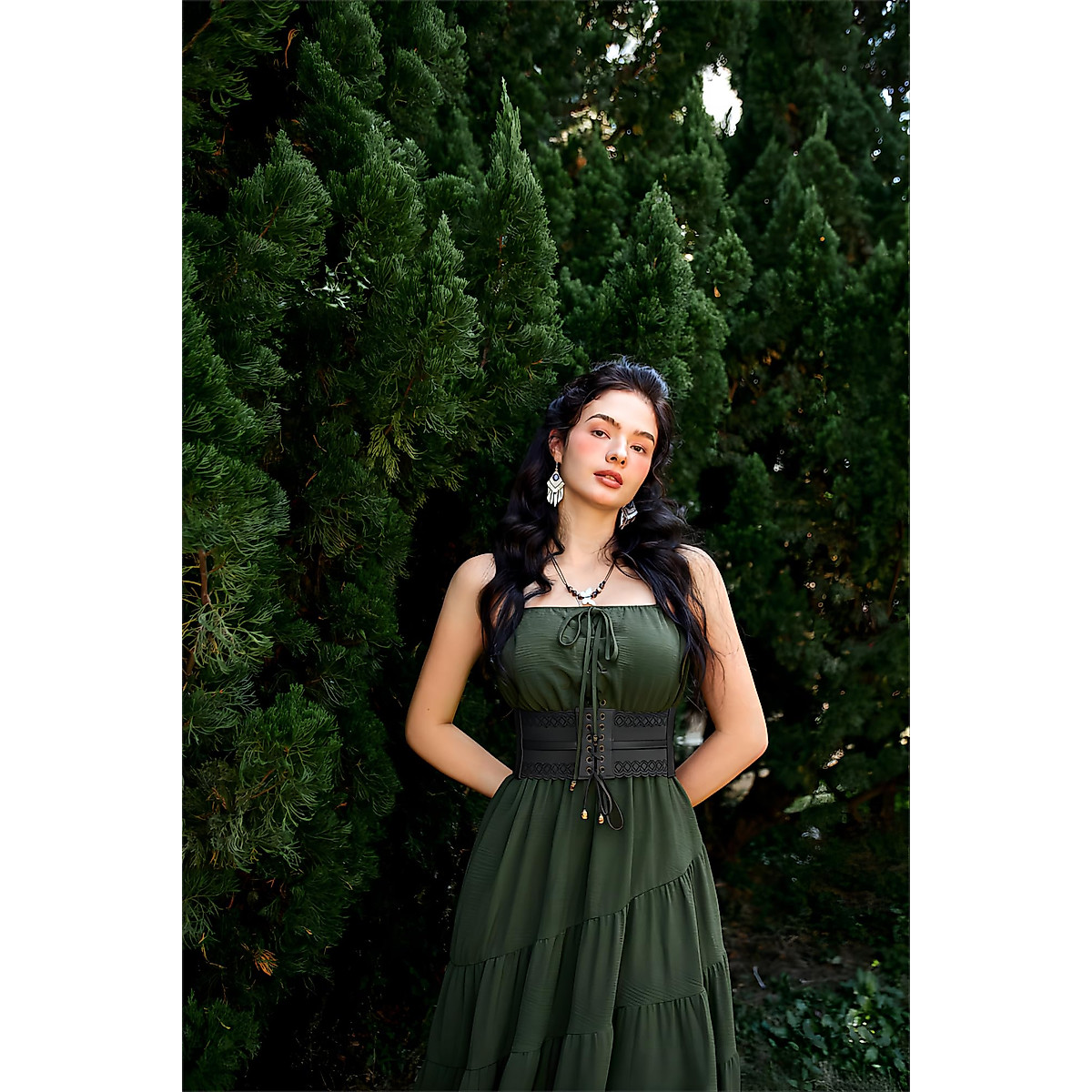 Black Lace-up Corset Elastic Retro Cinch Belt Waist Belts for Women Plus Size Black 2XL