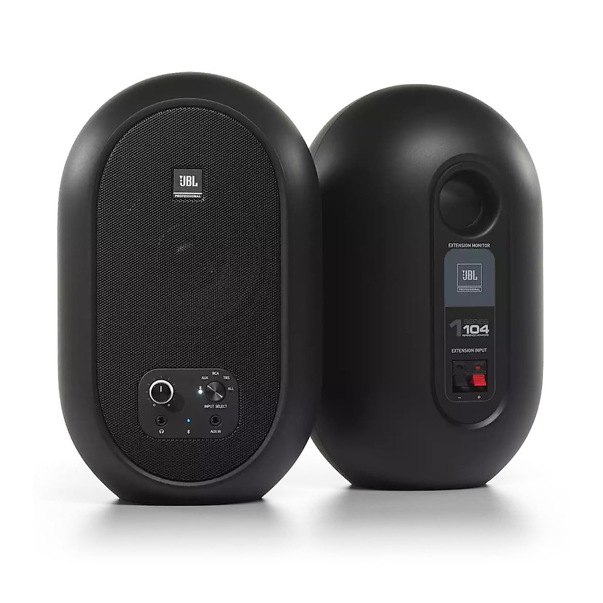 JBL 104-BT Compact Desktop Reference Bluetooth Monitors (Pair) Bundle with Isolation Pads and Hosa HSS-005 1/4-Inch TRS Cables (4 Items)