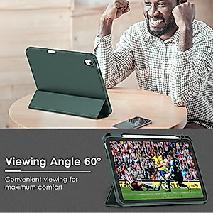 ZryXal New iPad 10th Generation Case 10.9 Inch 2022 with Pencil Holder, Smart iPad Case with Soft TPU Back [Support Auto Wake/Sleep] (New Midnight Green)