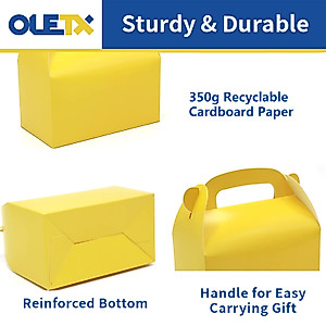 Oletx 30-Pack Yellow Party Favor Treat Boxes, Goodie Boxes, Candy Box, Gable Paper Gift Boxes with Handles Perfect for Construction Party and Chic Yellow Submarine Party Decoration Supplies
