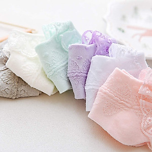 Durio Baby Ruffle Socks Baby Girl Socks Super Soft Lace Socks for Baby Girls Cute Baby Girl Ruffle Socks AA White & Ivory & Pink 3-12 Months