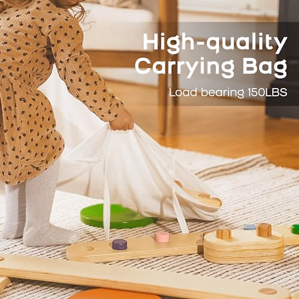 BanaSuper Wooden Balance Beam Stepping Stones for Kids Toddlers Gymnastics Beam Children Balance Board Toys Montessori Toddler Toys Gymnastics Obstacle Course Montessori Furniture Toddler Gift