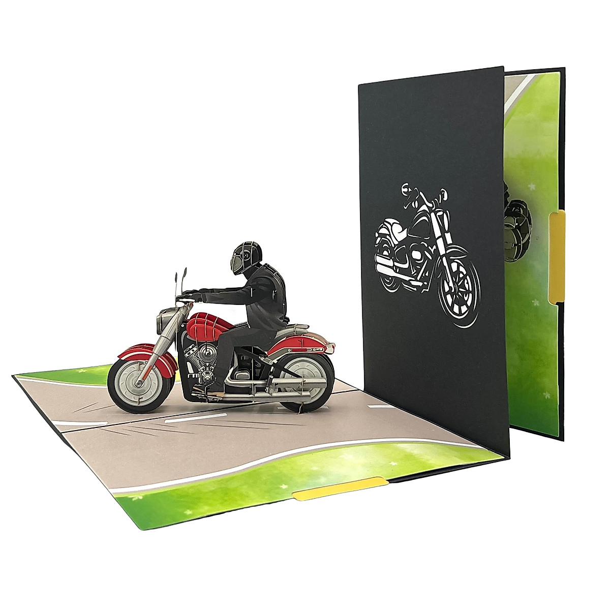 Niumcraft Pop Up Greeting Card Classic Motorcycle Rider Card Birthday Card for Him Husband Boyfriend Thank You Card Adventure Motor Bike Road Trip